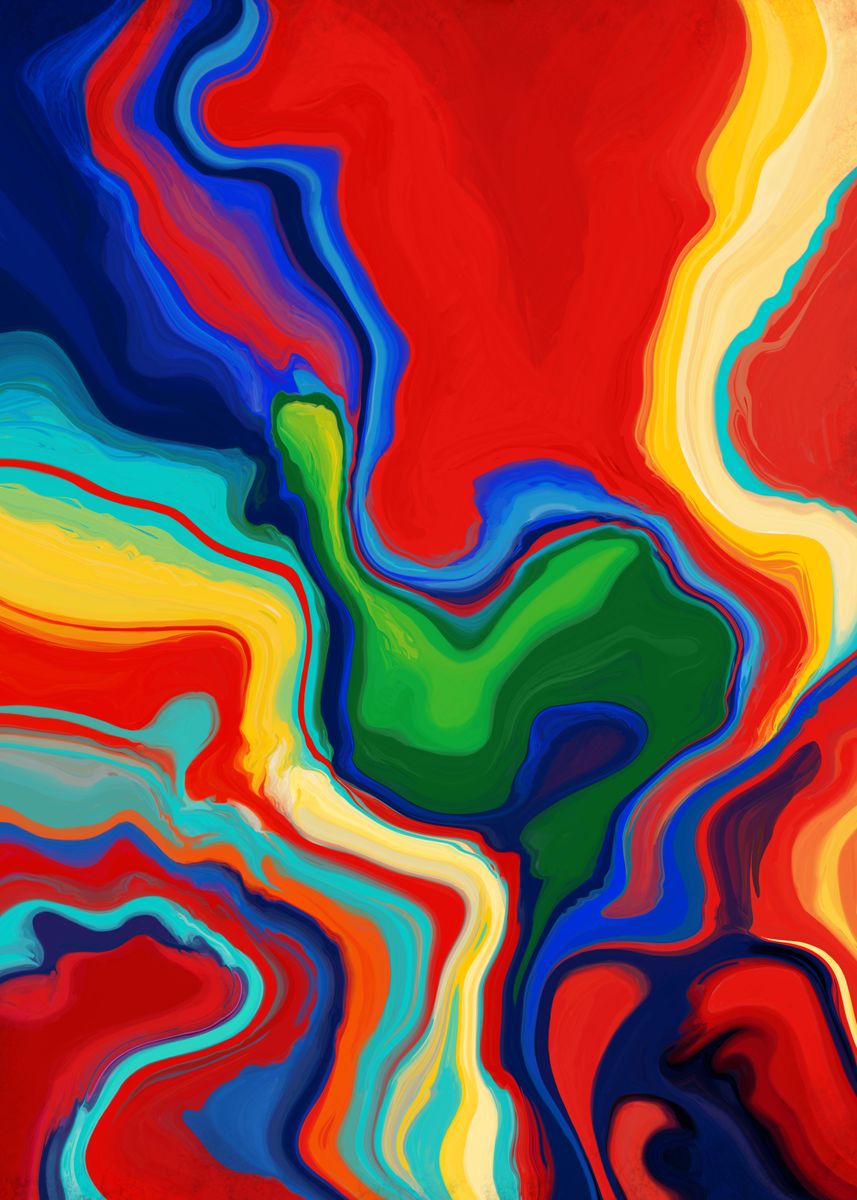 'Rainbow Flow 4' Poster, picture, metal print, paint by Remus Brailoiu ...