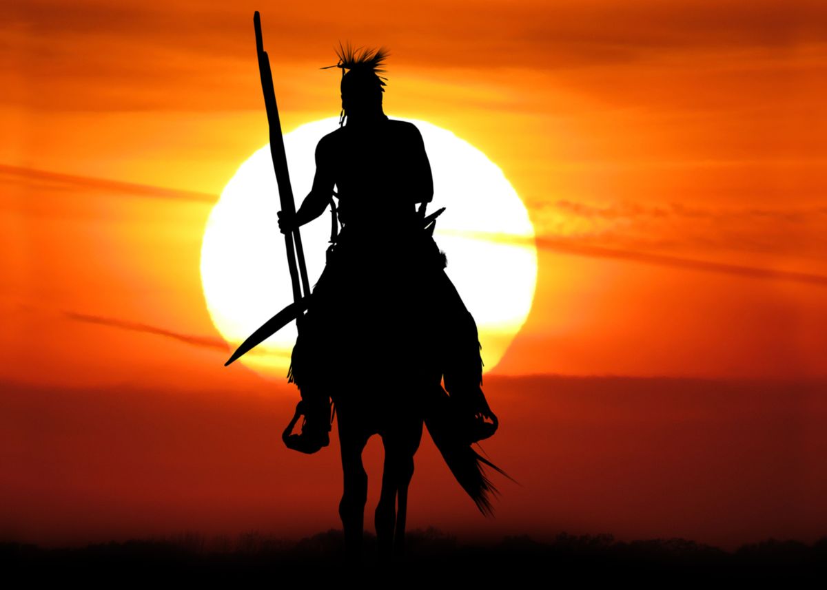 'Native American sunset' Poster by Melanie Kowasic | Displate