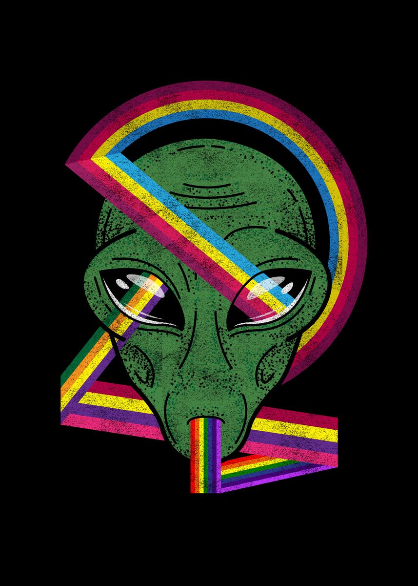 'Alien in Rainbow Rays' Poster, picture, metal print, paint by Rudiardo ...