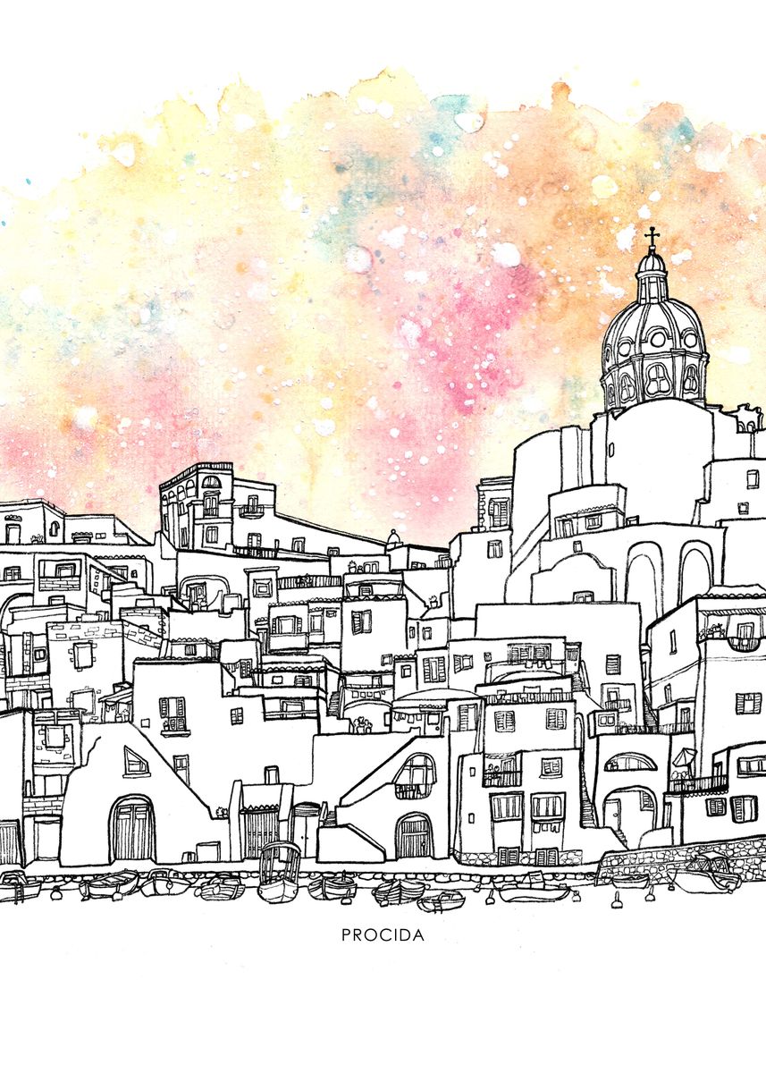 'Colorful Procida' Poster by Studio 324 | Displate