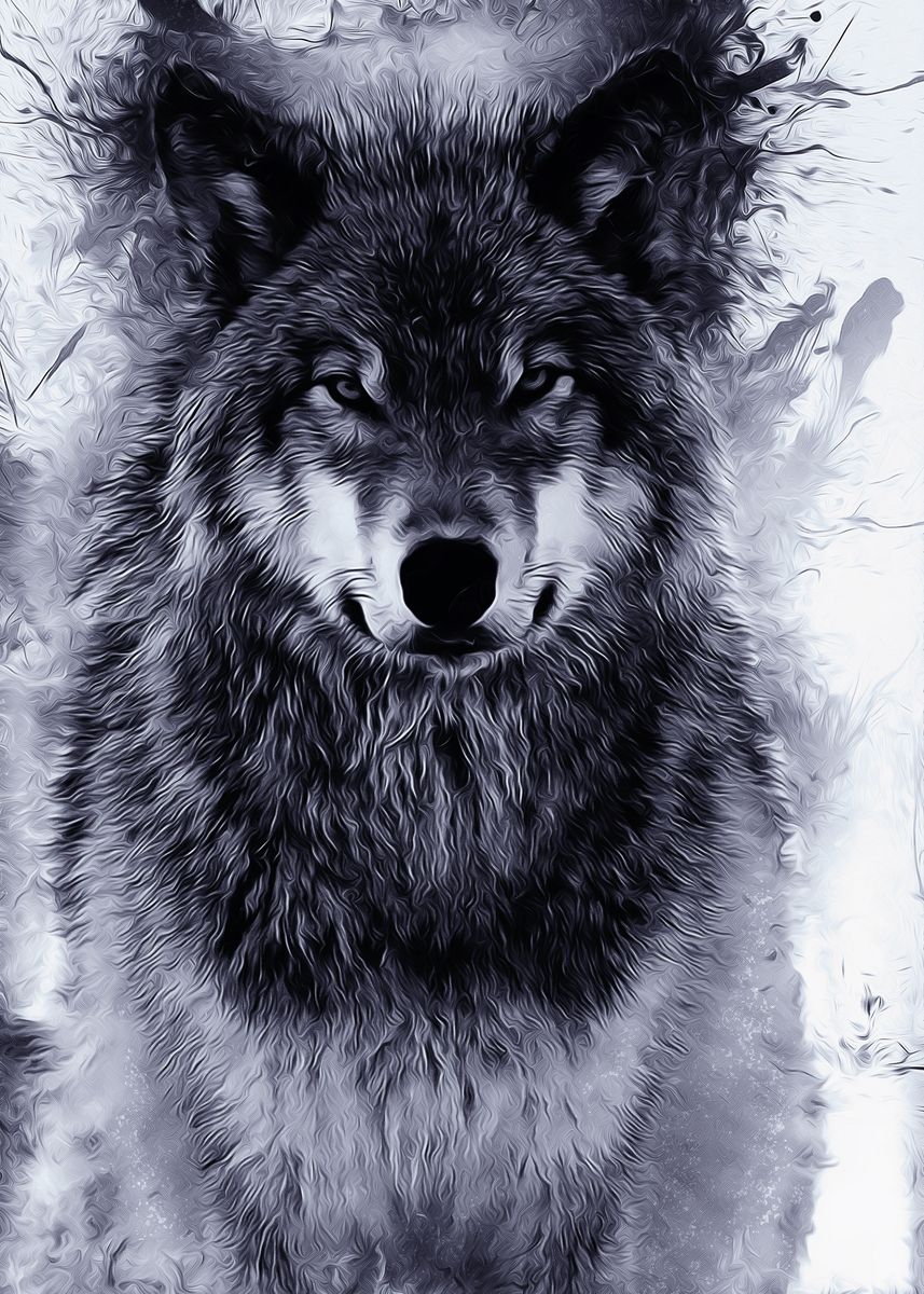 'Wolf Ink' Poster, picture, metal print, paint by dmc 696 | Displate