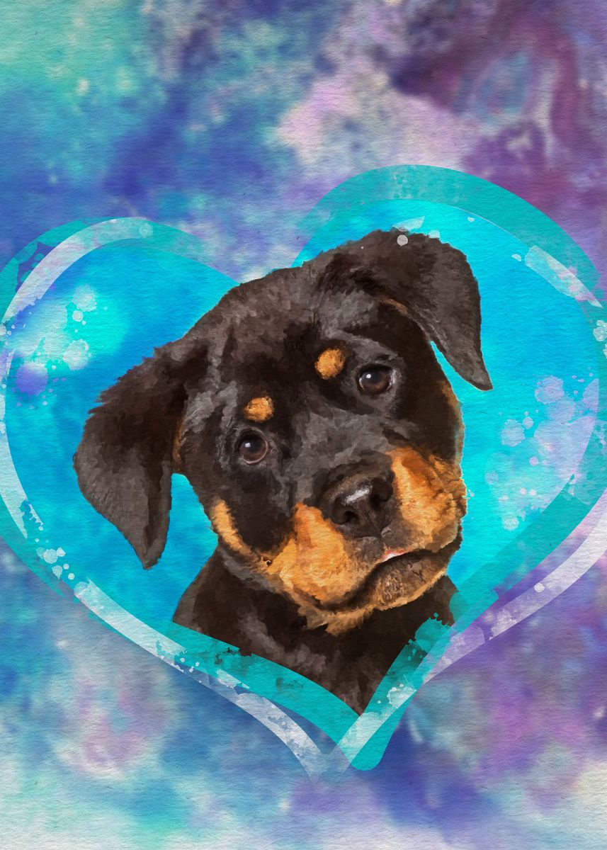 'Rottweiler Puppy ' Poster by Lioudmila Perry | Displate
