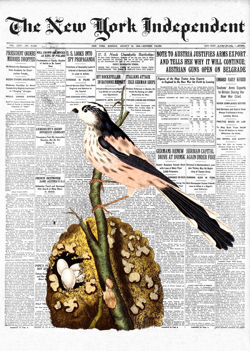 'Titmouse Bird Newspaper' Poster, picture, metal print, paint by Print ...