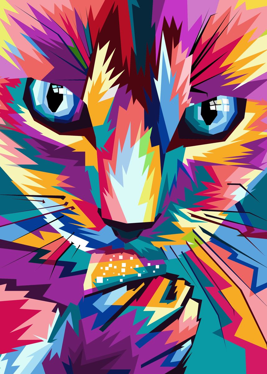 'Cat Lovers WPAP' Poster, picture, metal print, paint by Rizky Dwi ...