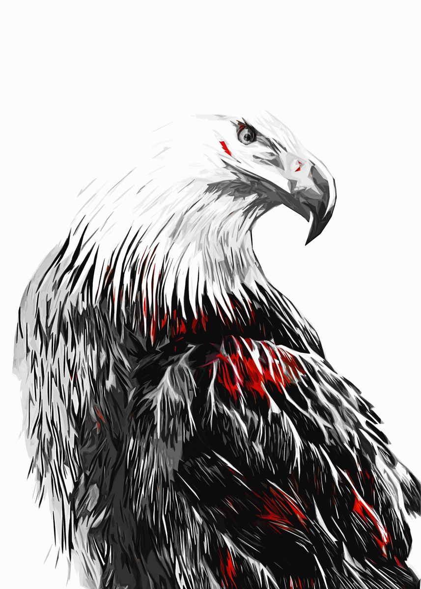 'Eagle Red Black' Poster, picture, metal print, paint by dmc 696 | Displate