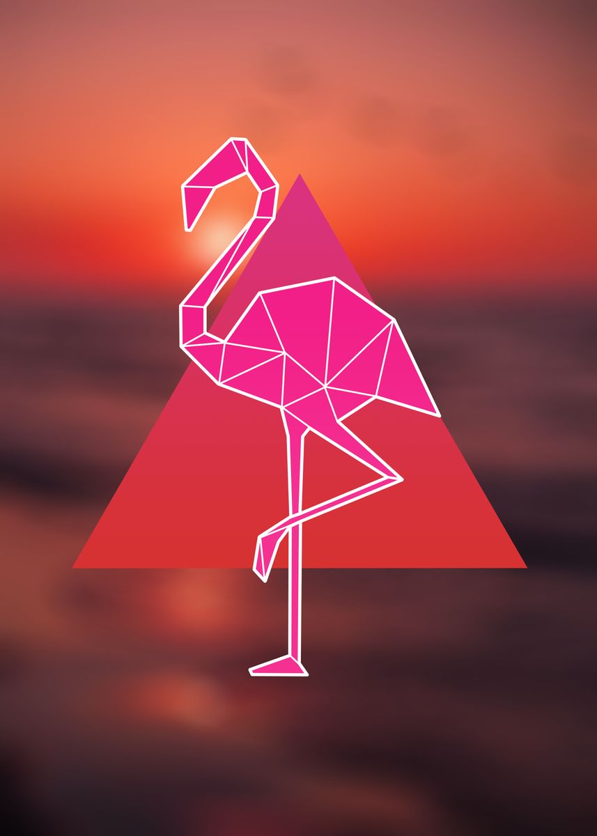 'Geometric Flamingo' Poster, picture, metal print, paint by Pontus ...