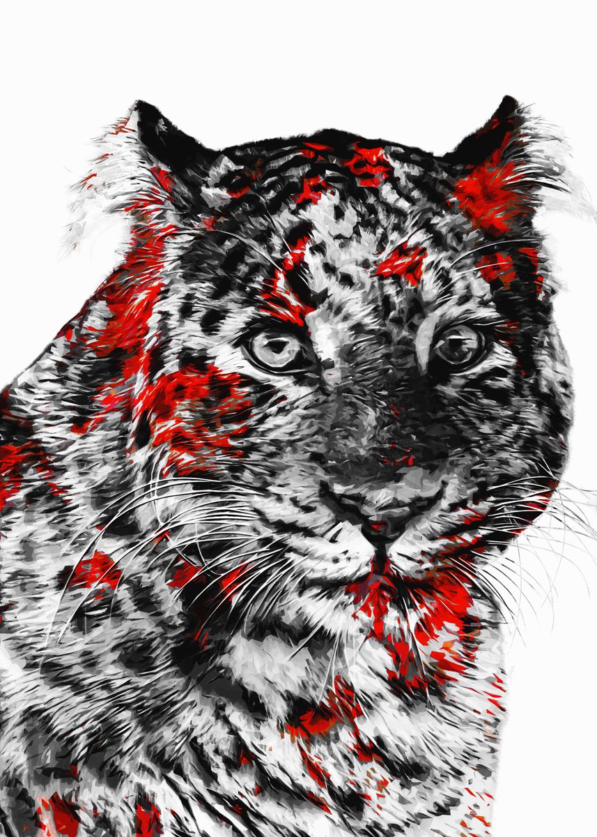 'Tiger Red Black' Poster, picture, metal print, paint by dmc 696 | Displate