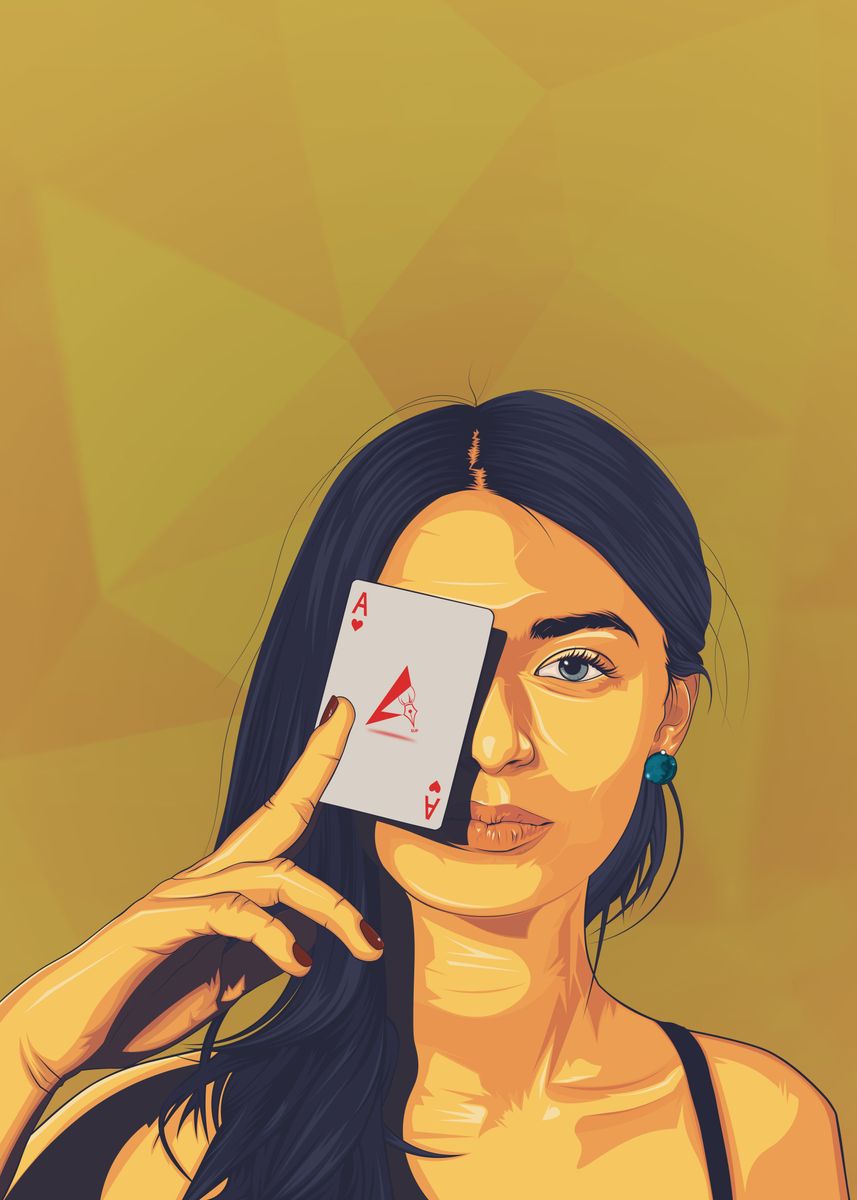 'Beautiful Girl with a card' Poster, picture, metal print, paint by ...