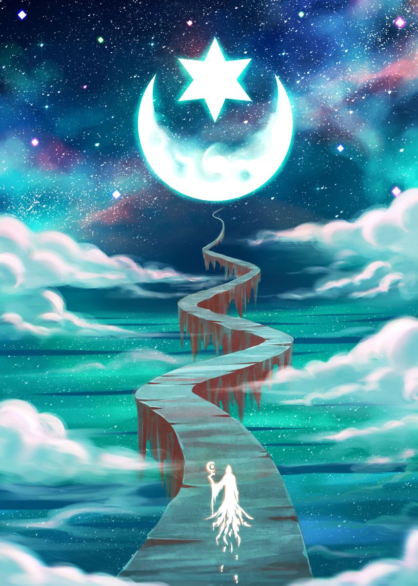 'Crescent New Moon Heaven' Poster, picture, metal print, paint by ...