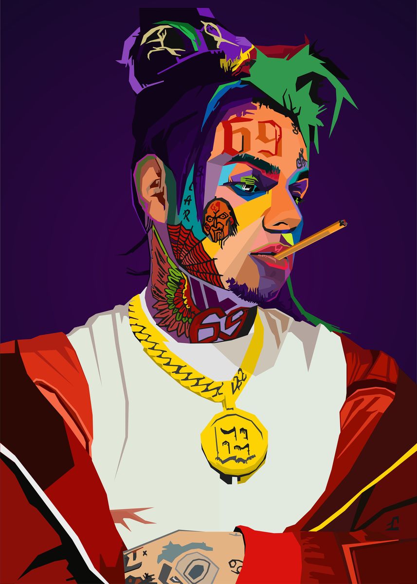 '6ix9ine WPAP Pop Art' Poster, picture, metal print, paint by NGUYEN ...