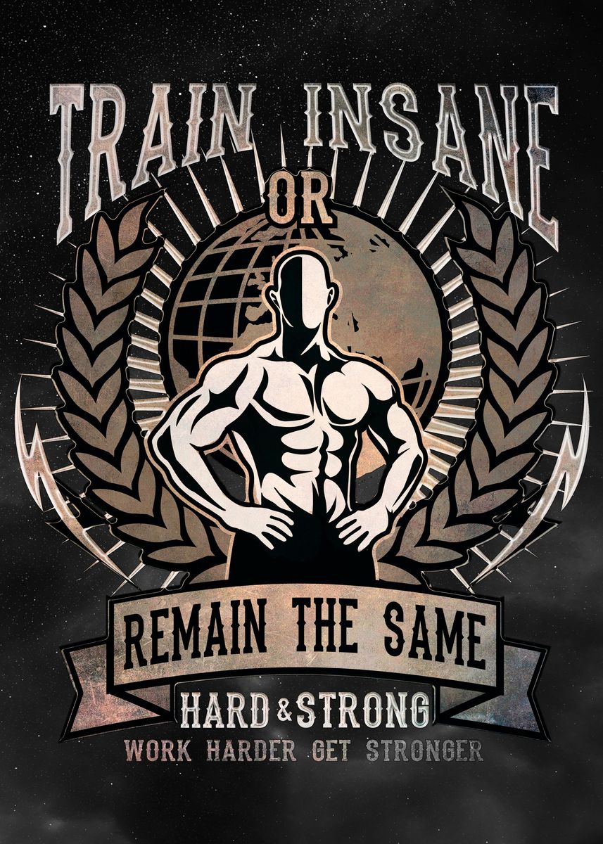 'Gym Motivation Train Hard' Poster, picture, metal print, paint by М ...