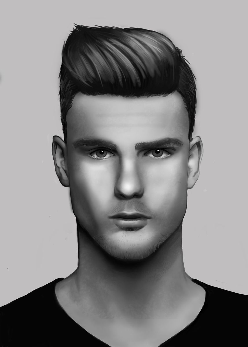 'Man Portrait BW' Poster by Tan Zi Qian | Displate