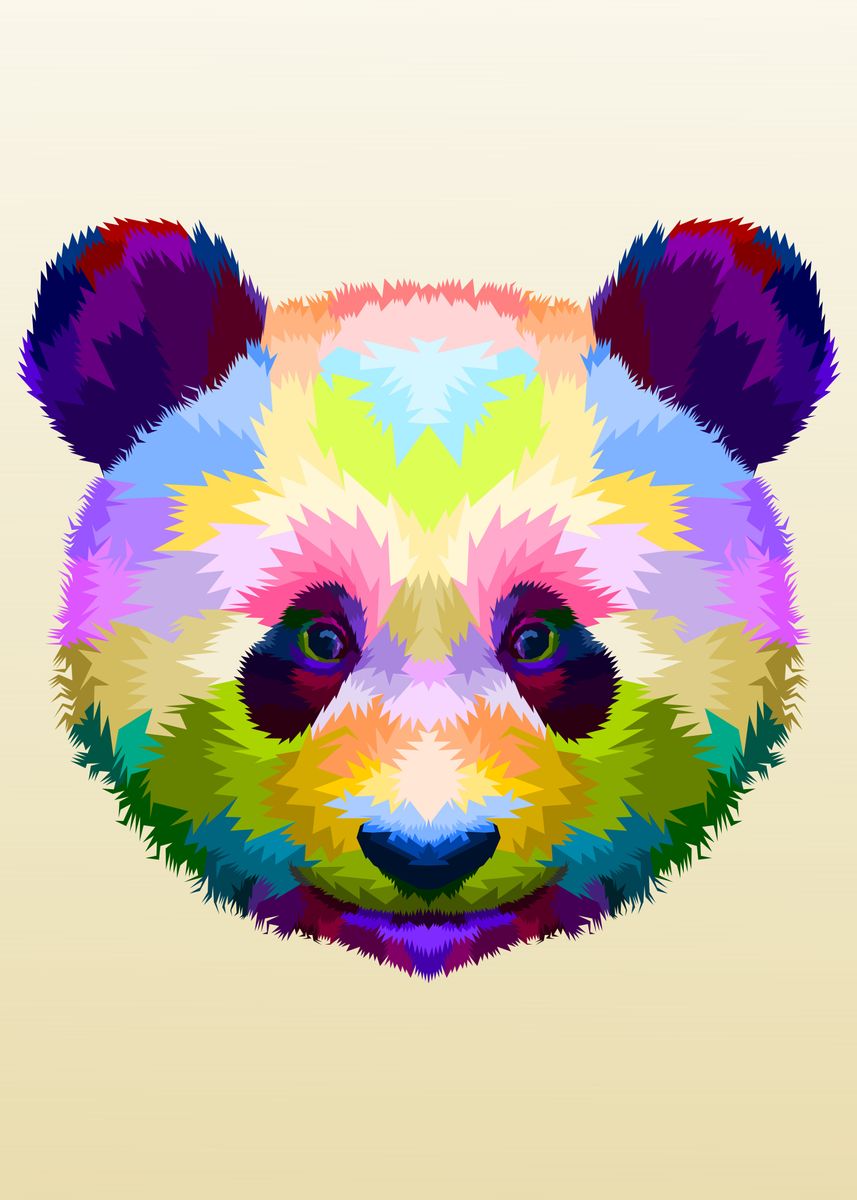 'panda head on pop art ' Poster, picture, metal print, paint by peri ...