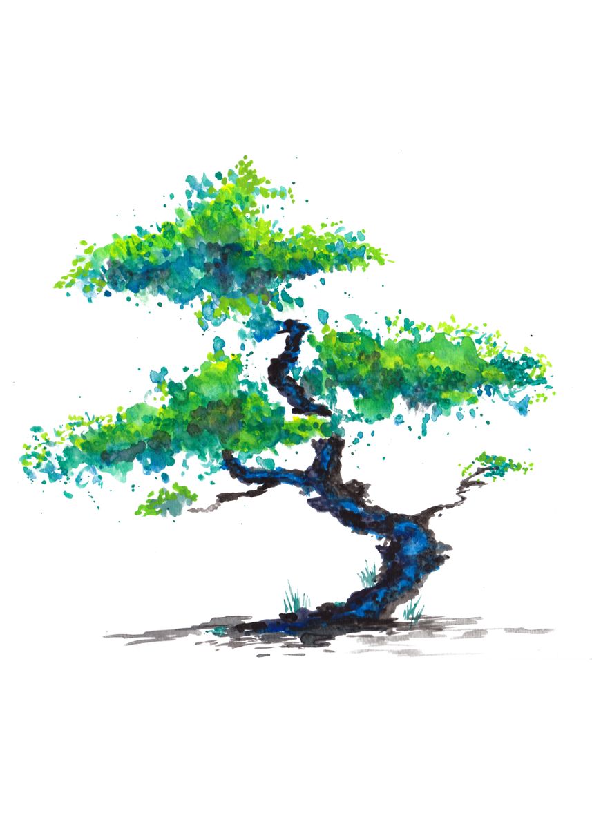 'Blue Bonsai' Poster by Sebastian Grafmann | Displate