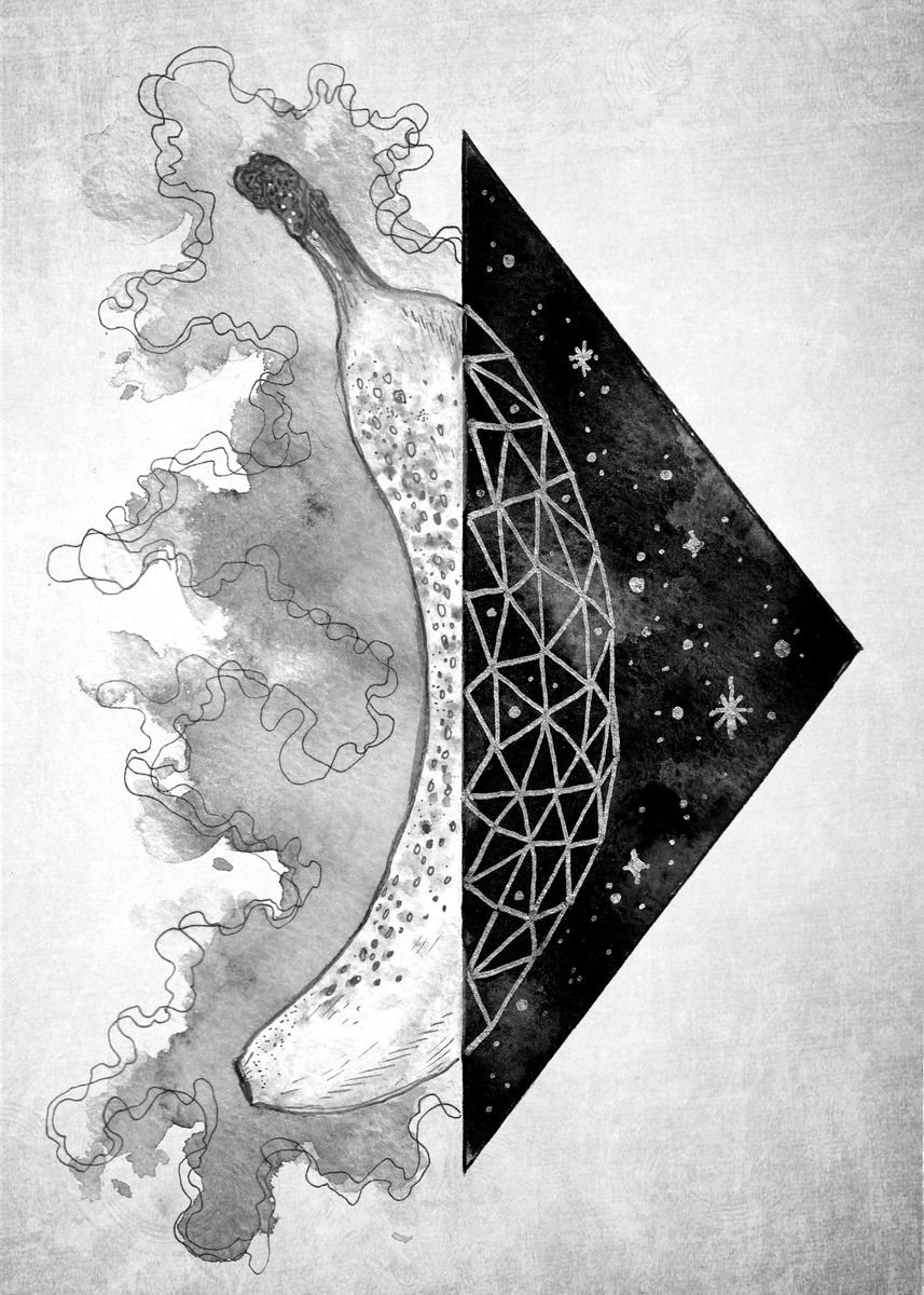 'Galaxy Banana' Poster, picture, metal print, paint by Kaisa Holsting ...