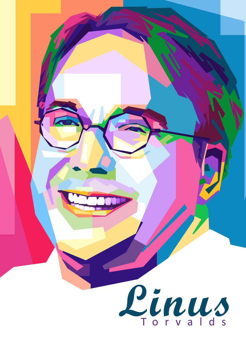 'Linus Torvalds ' Poster, picture, metal print, paint by Abdurrohman ...
