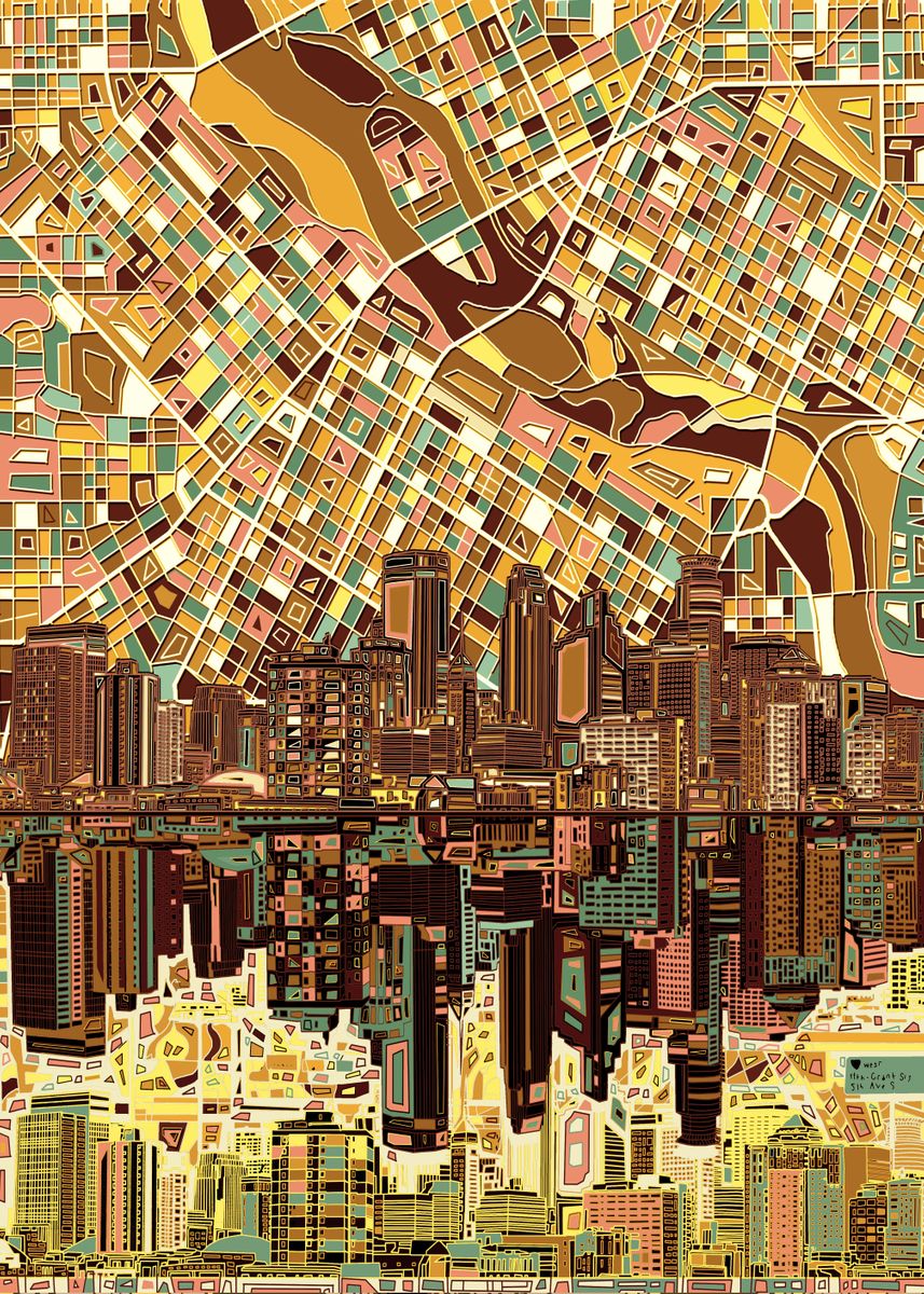 'Minneapolis city abstract' Poster, picture, metal print, paint by ...