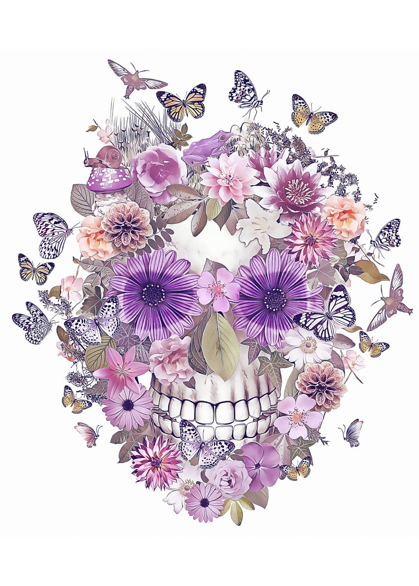 'flower skull' Poster by Ancello :) | Displate