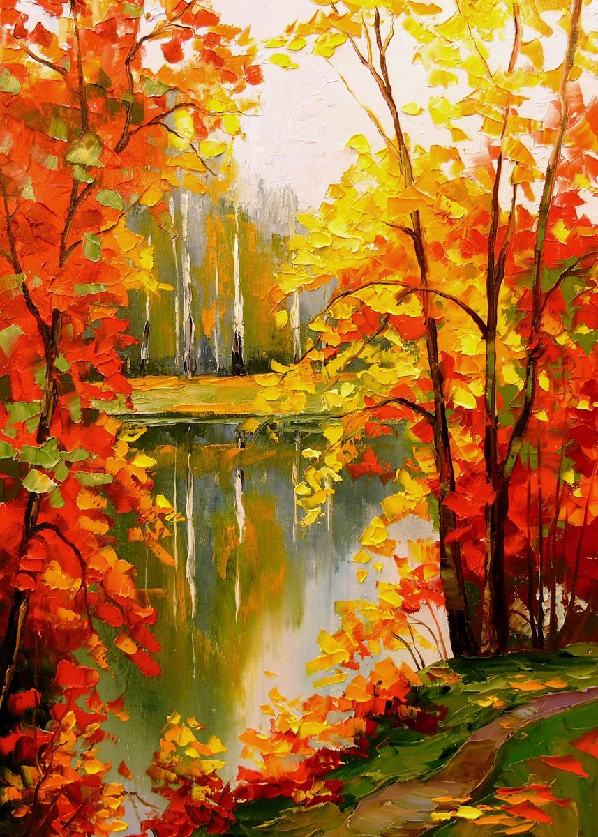 'Golden autumn' Poster, picture, metal print, paint by Ольга Дарчук ...