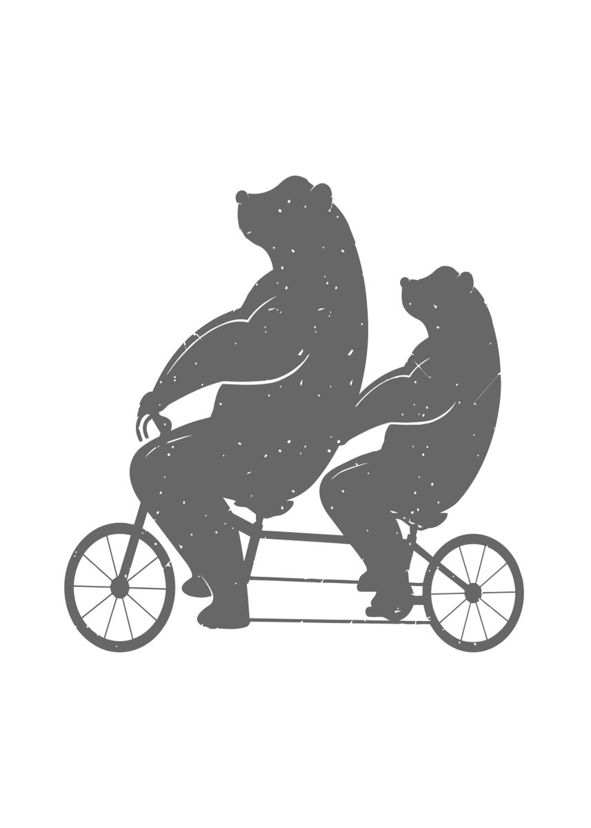 'Bears on Bike' Poster, picture, metal print, paint by Ding One | Displate