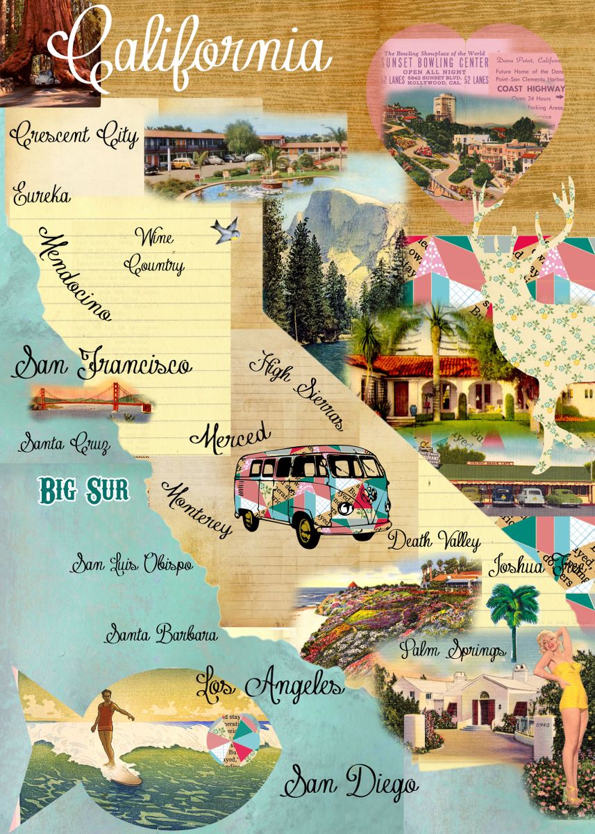 'California Map' Poster by Claudia Schön | Displate