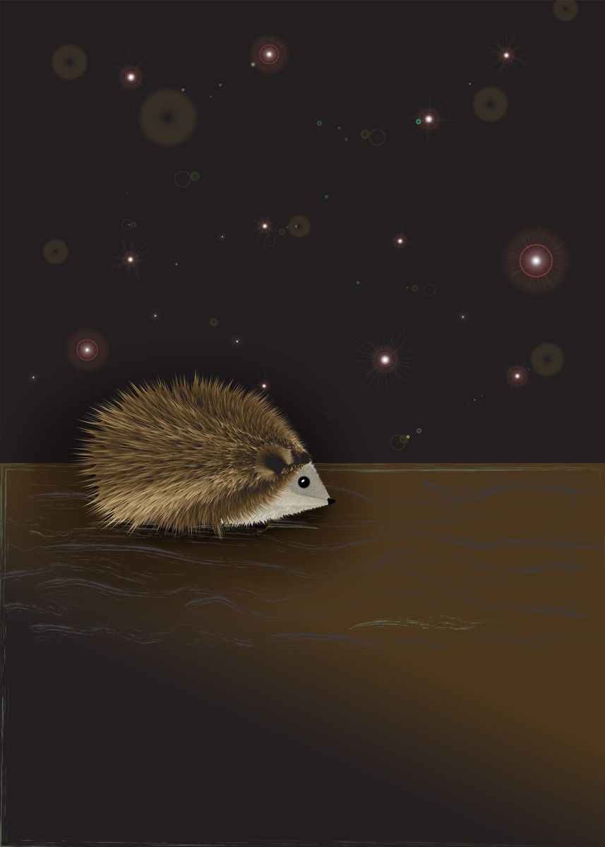 'Hedgehog lost in space' Poster, picture, metal print, paint by Filip ...