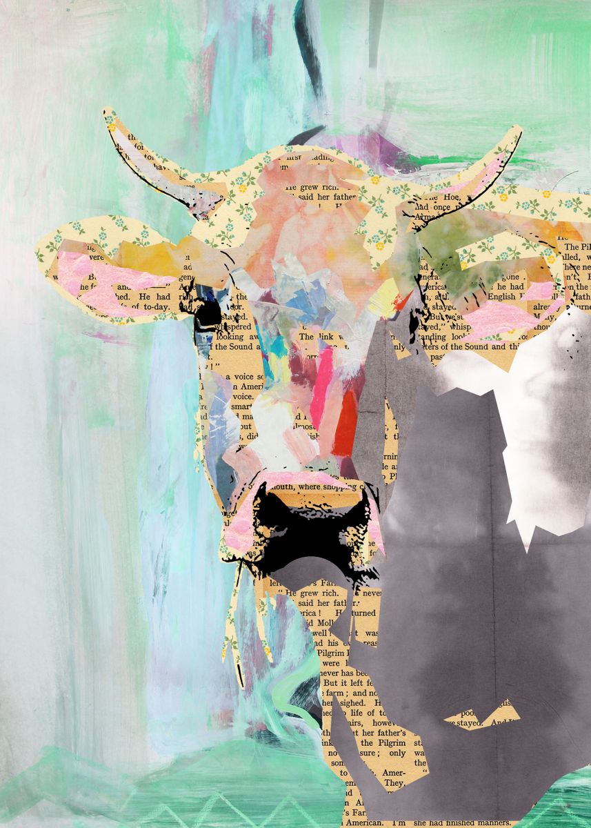 'Cow Collage' Poster, picture, metal print, paint by Claudia Schön ...