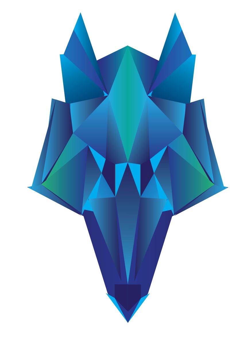 'blue wolf' Poster, picture, metal print, paint by ahmed hlel | Displate