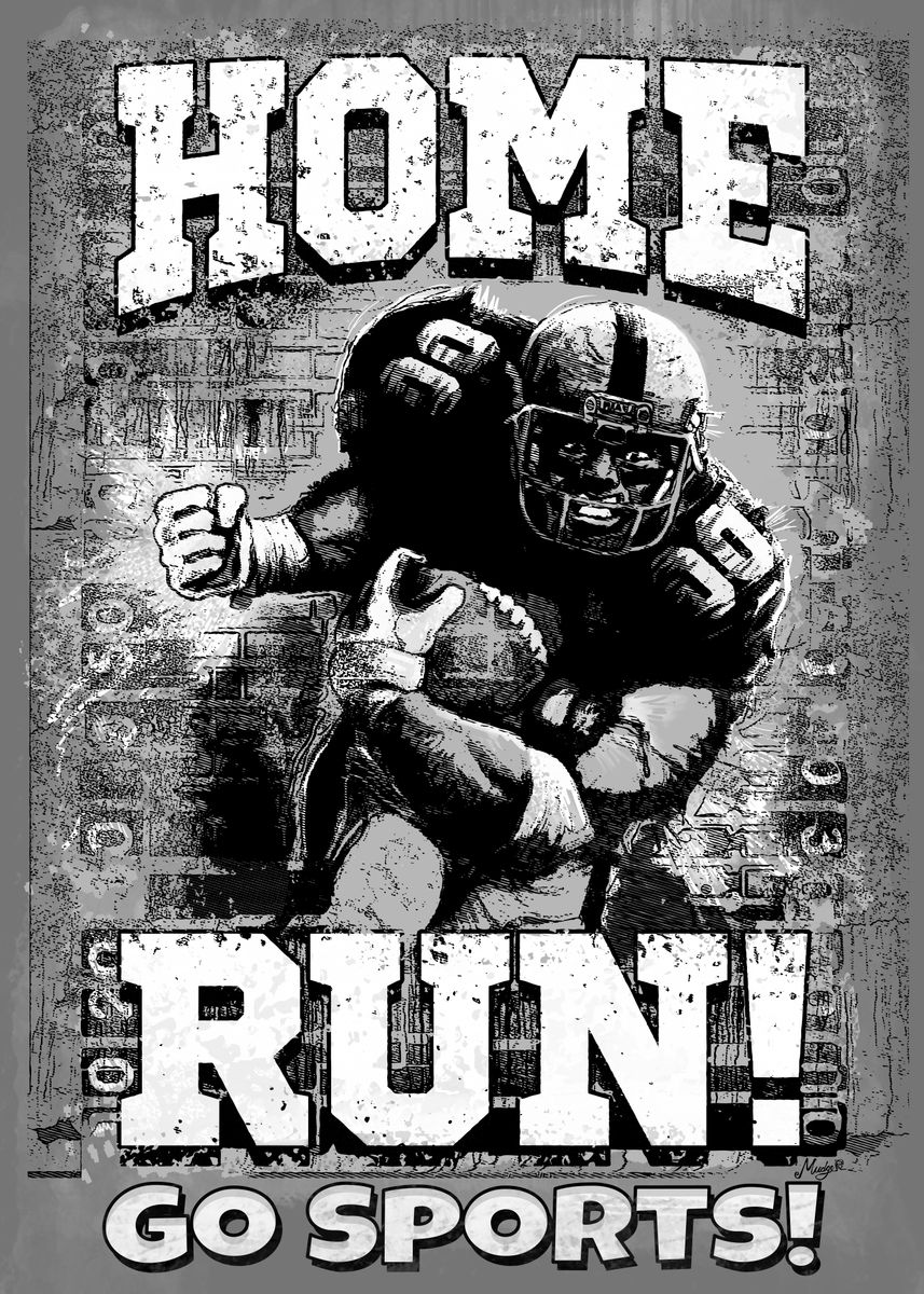 'Funny Football Home Run' Poster by Mudge Studios | Displate