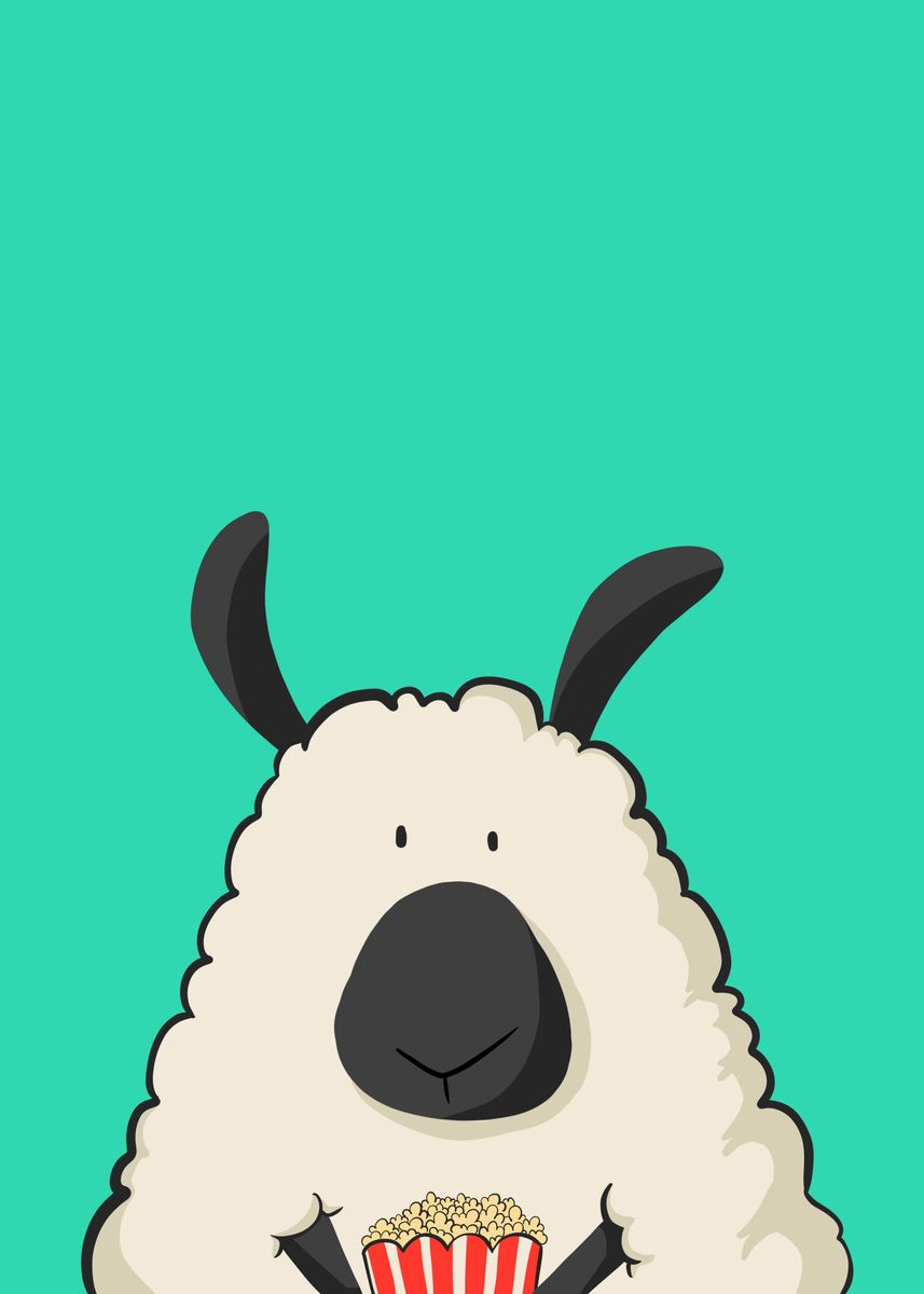 'Sheep With Popcorn' Poster, picture, metal print, paint by ...