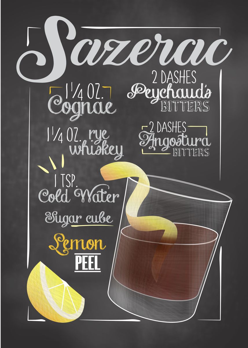 'Sazerac Cocktail Bar' Poster by Giovanni Poccatutte | Displate