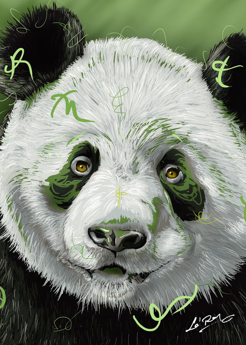 'Green Panda' Poster by Roy Flores | Displate