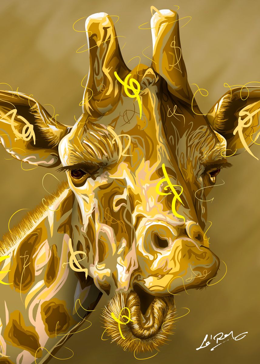 'Yellow Giraffe' Poster by Roy Flores | Displate