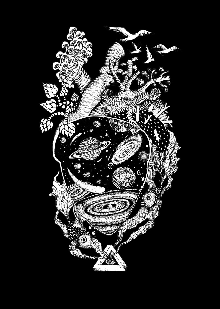'Cosmos Heart Space art' Poster, picture, metal print, paint by ruta ...