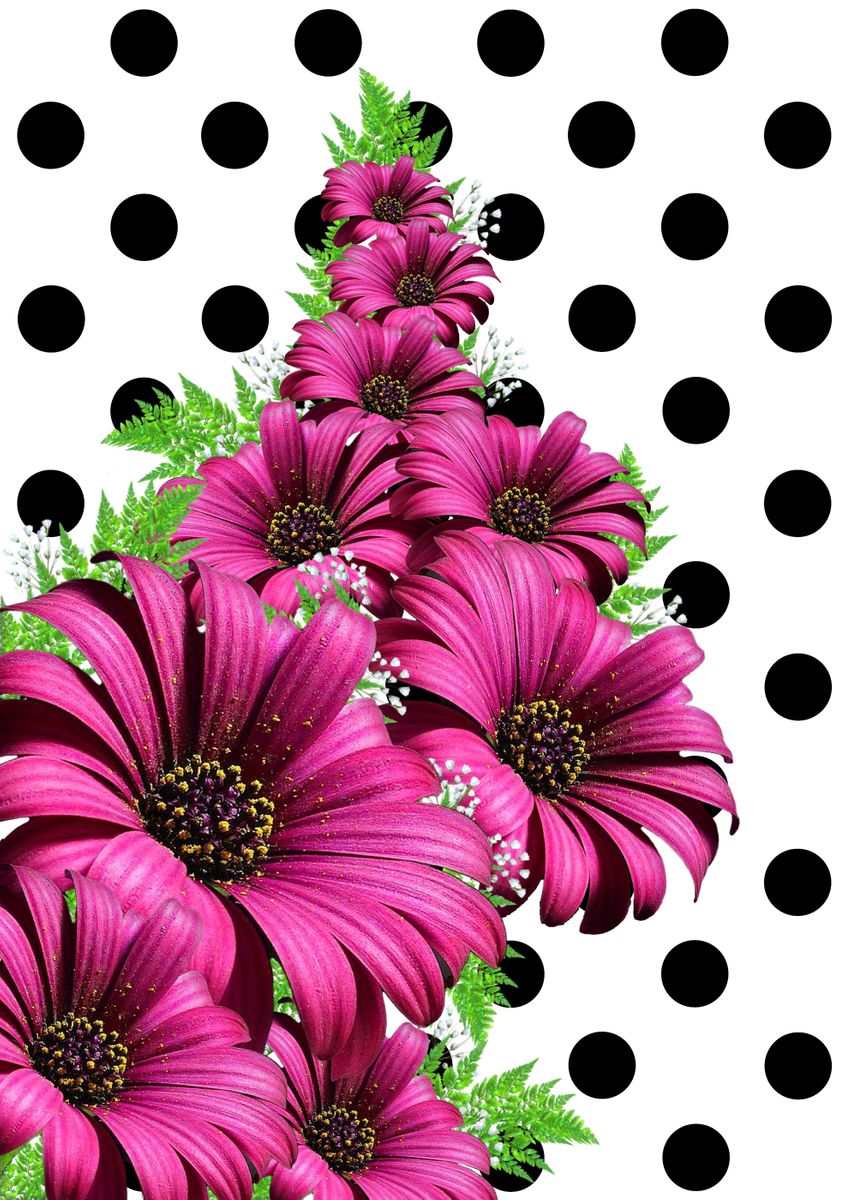 'Daisy Polka Dot' Poster, picture, metal print, paint by Looly Elzayat ...