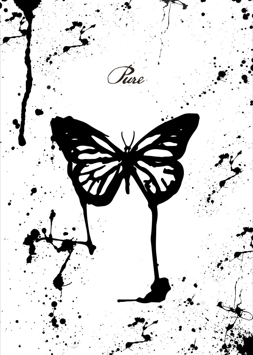 'Ink splatter butterfly ' Poster, picture, metal print, paint by Diana ...