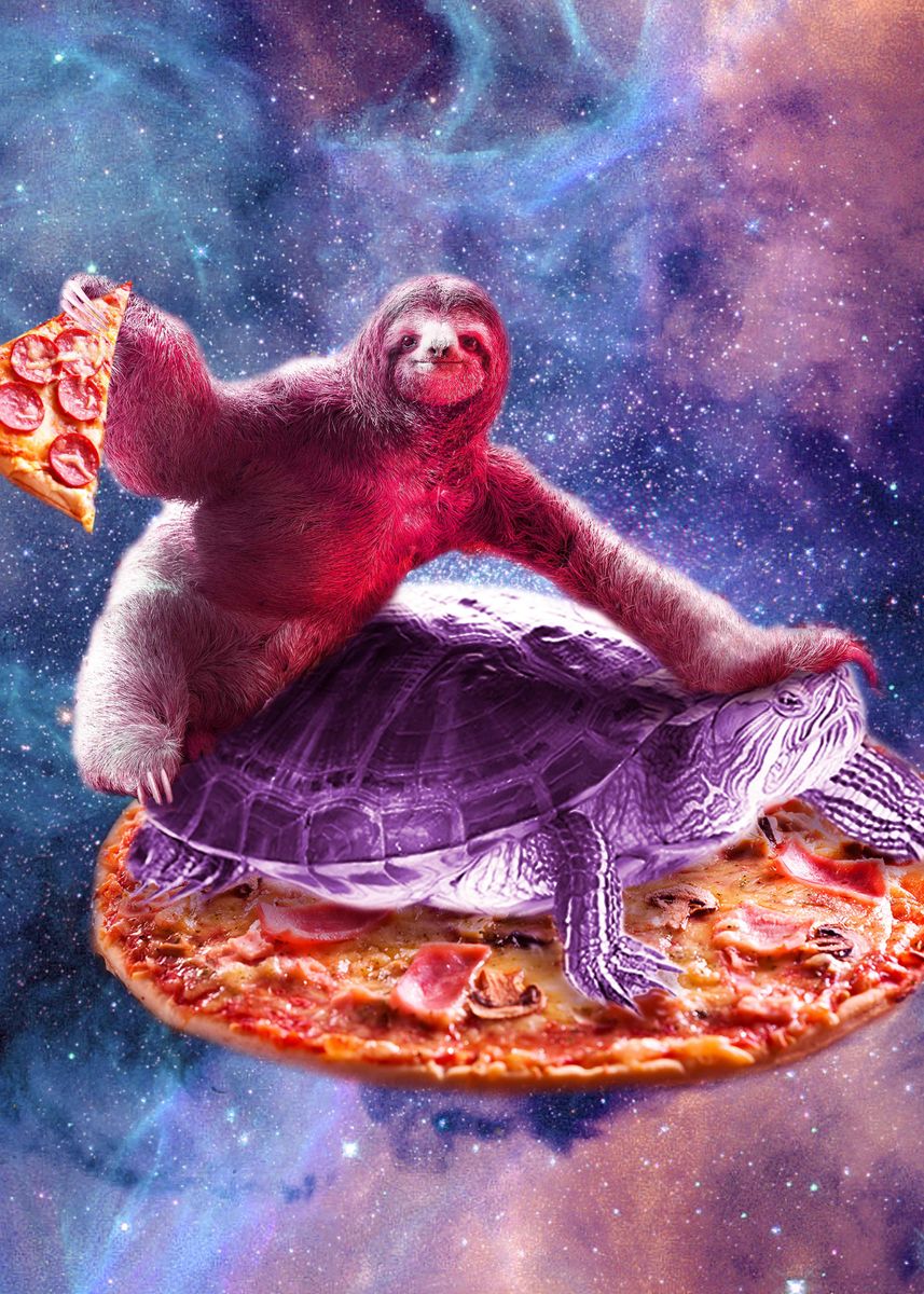 'Trippy Space Sloth Turtle ' Poster, picture, metal print, paint by ...