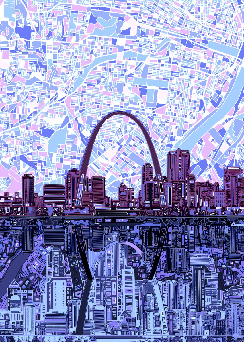 'St louis city abstract 2' Poster by Bekim Art | Displate