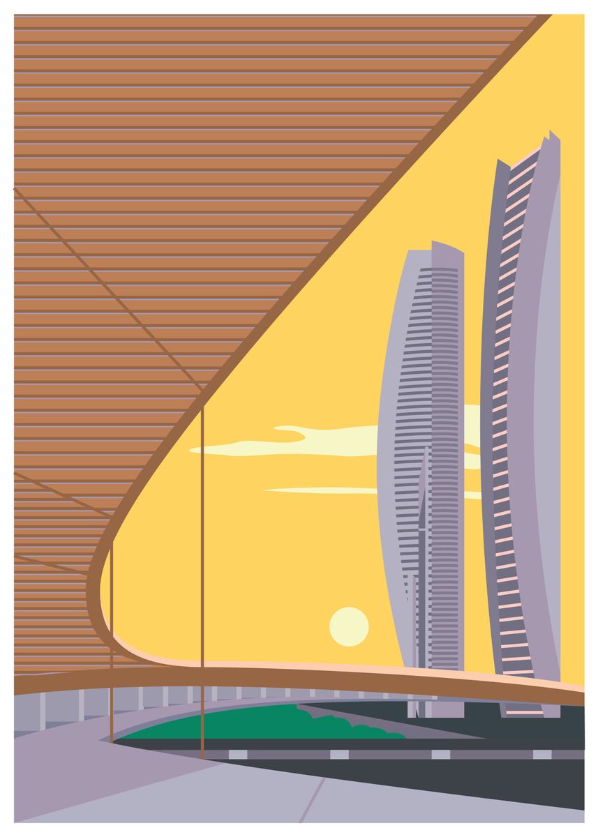 'Twin Towers ' Poster, picture, metal print, paint by Tom Cage | Displate