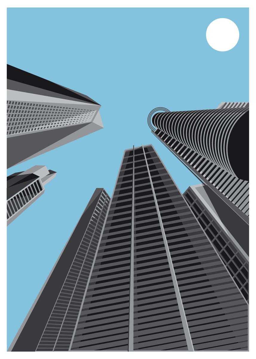 'Skyscrapers' Poster, picture, metal print, paint by Tom Cage | Displate