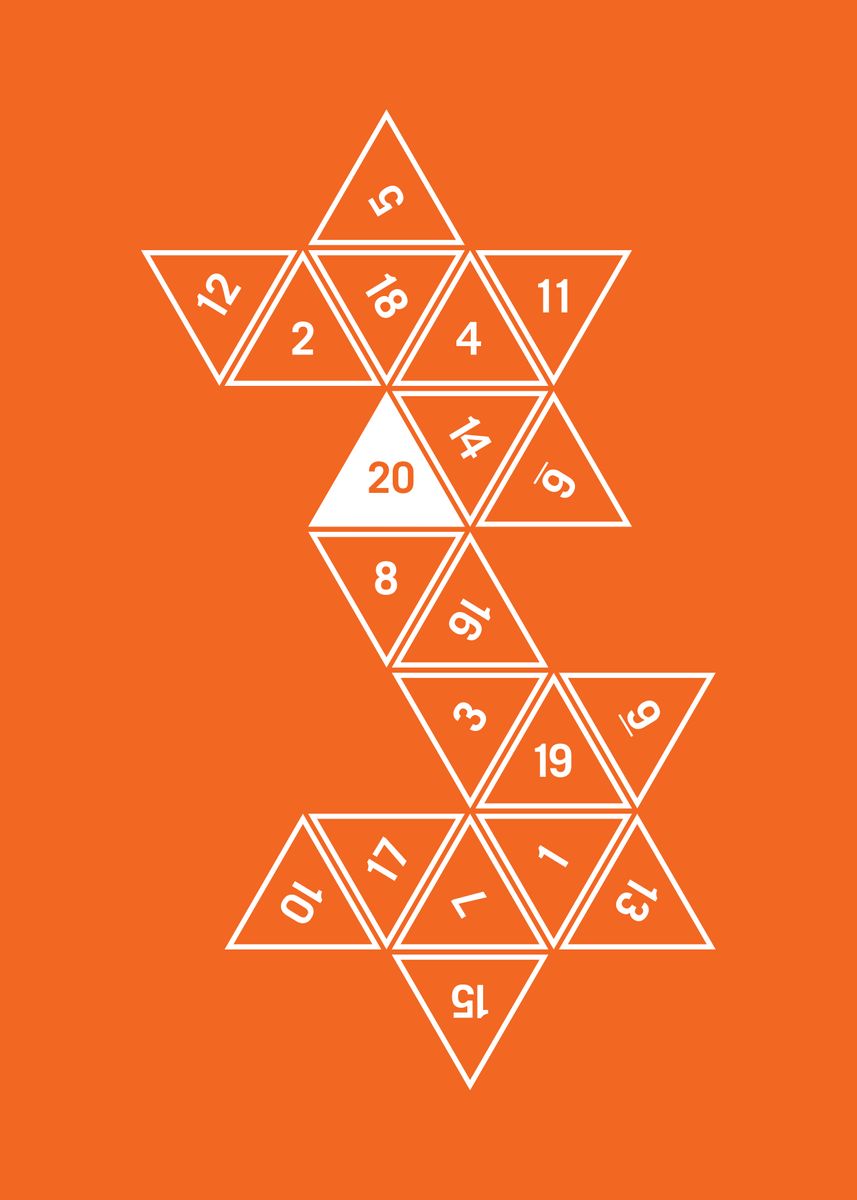 'Orange Unrolled D20' Poster, picture, metal print, paint by Clark ...