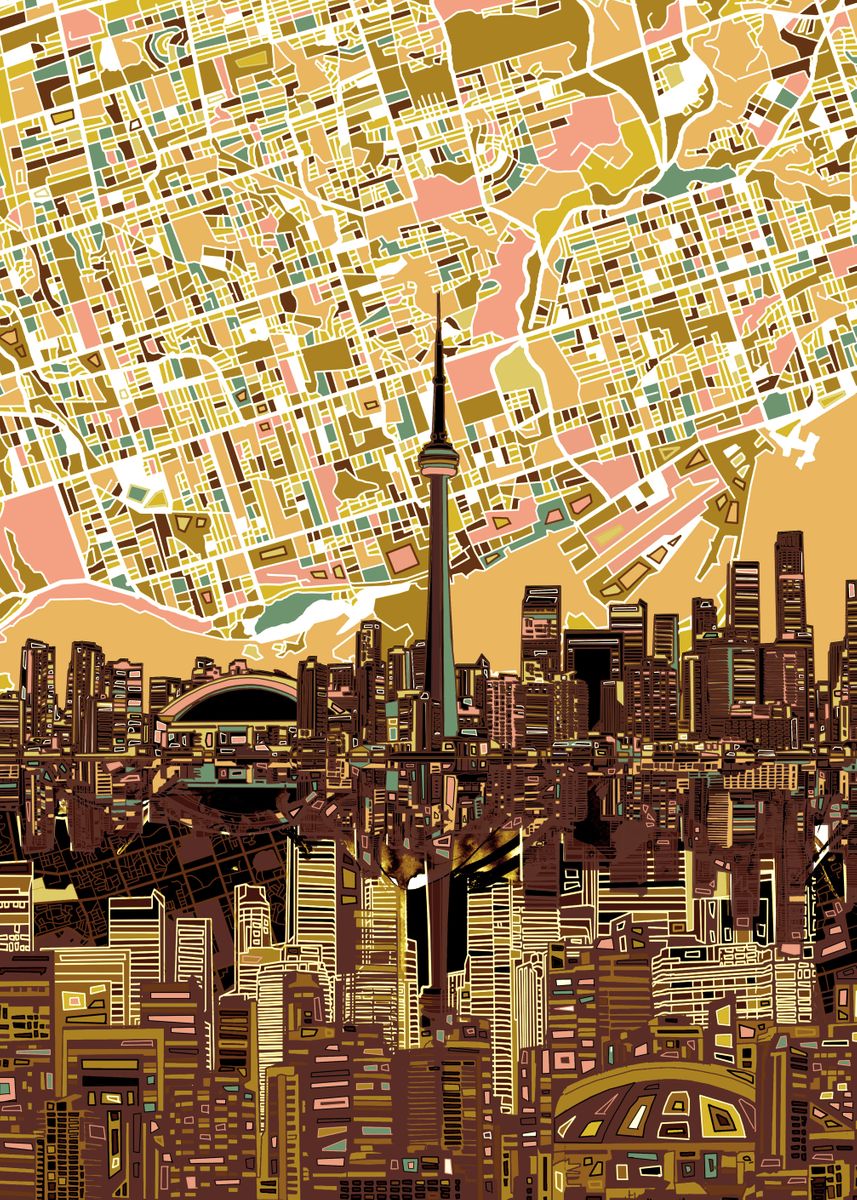 'Toronto city abstract 4' Poster by Bekim Art | Displate
