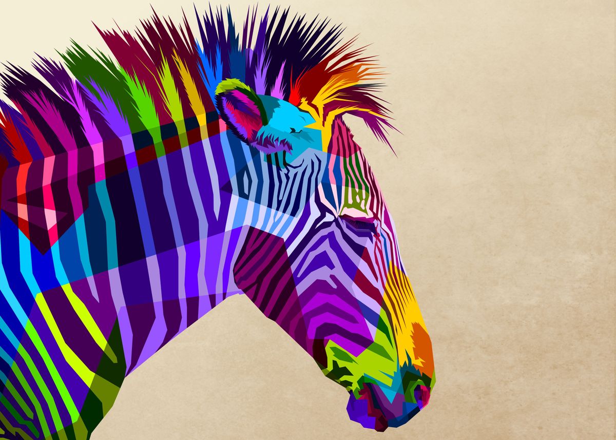 'colorful zebra isolated' Poster by peri priatna | Displate