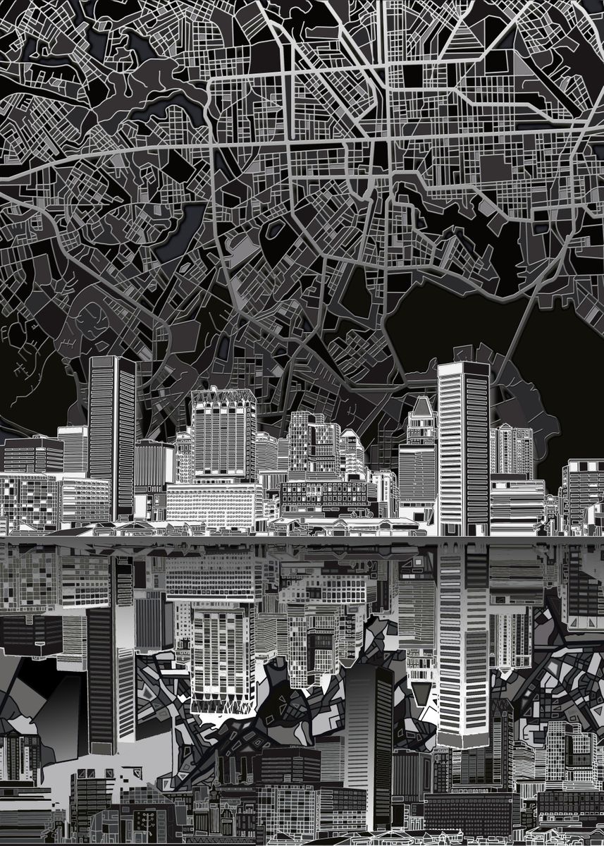 'Baltimore city abstract 4' Poster by Bekim Art | Displate