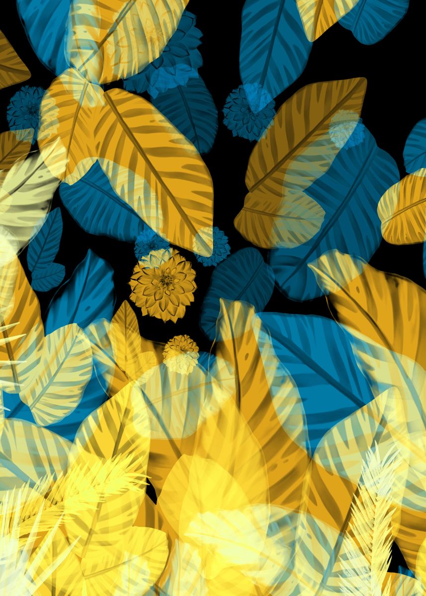 'Abstract leaves pattern 3' Poster, picture, metal print, paint by ...