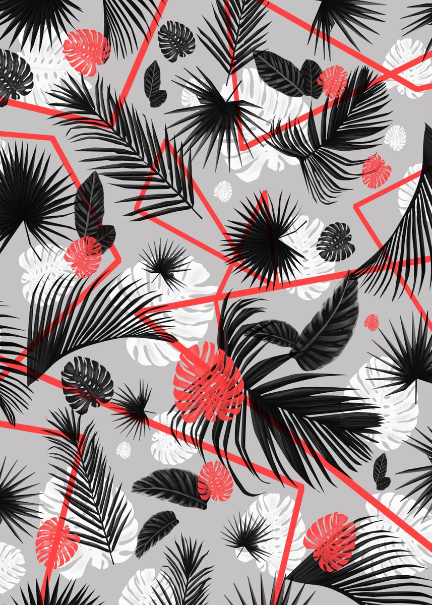 'Palm geometric pattern 5' Poster by Bekim Art | Displate