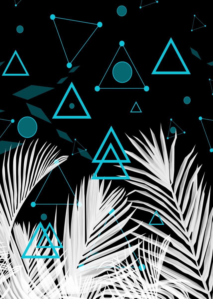 'Palm geometric pattern' Poster, picture, metal print, paint by Bekim ...