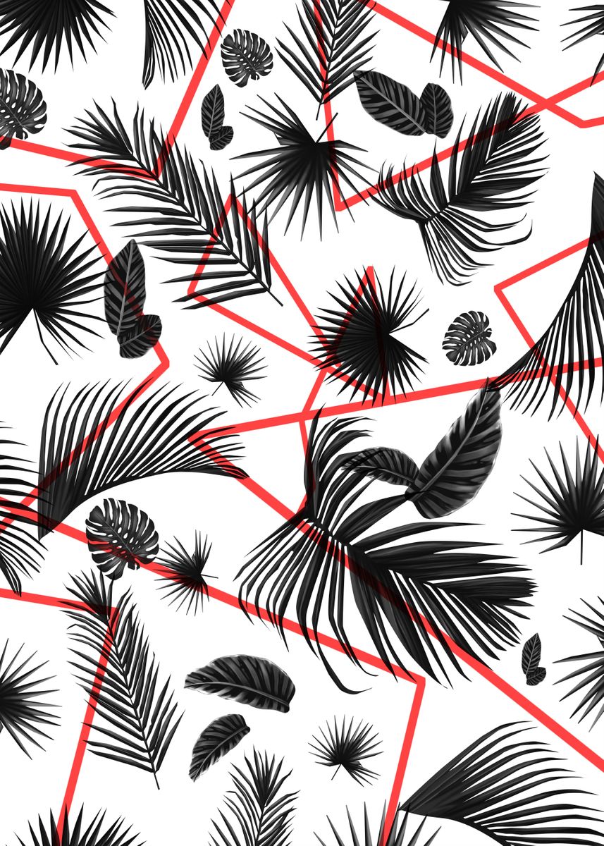 'Palm geometric pattern 4' Poster, picture, metal print, paint by Bekim ...