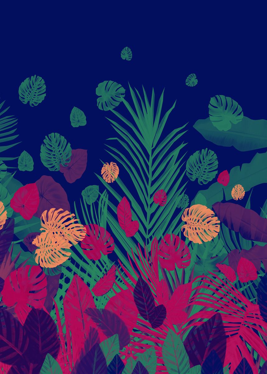 'Tropical pattern colorful' Poster by Bekim Art | Displate