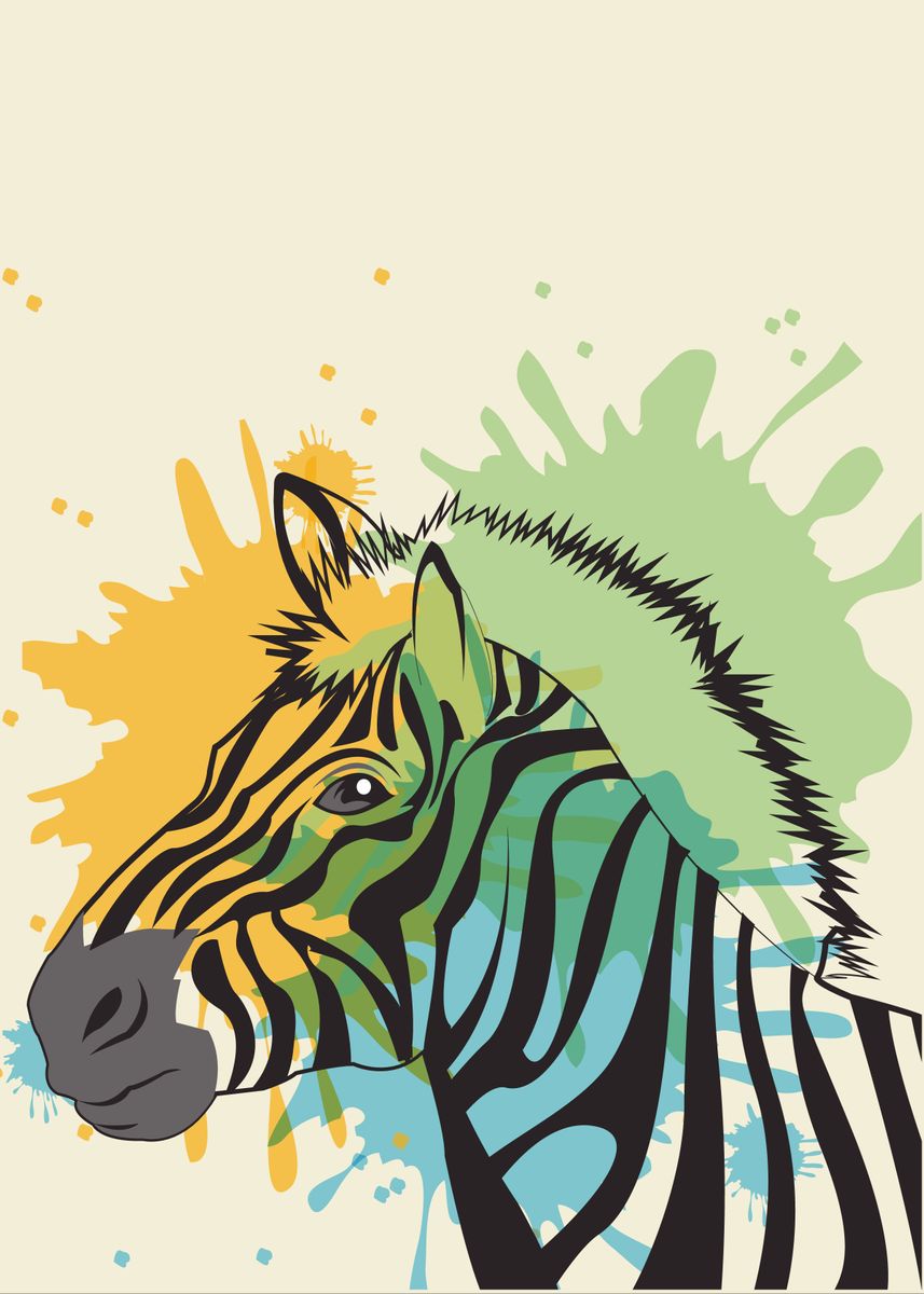 'Colorful Zebra' Poster by Tom Cage | Displate
